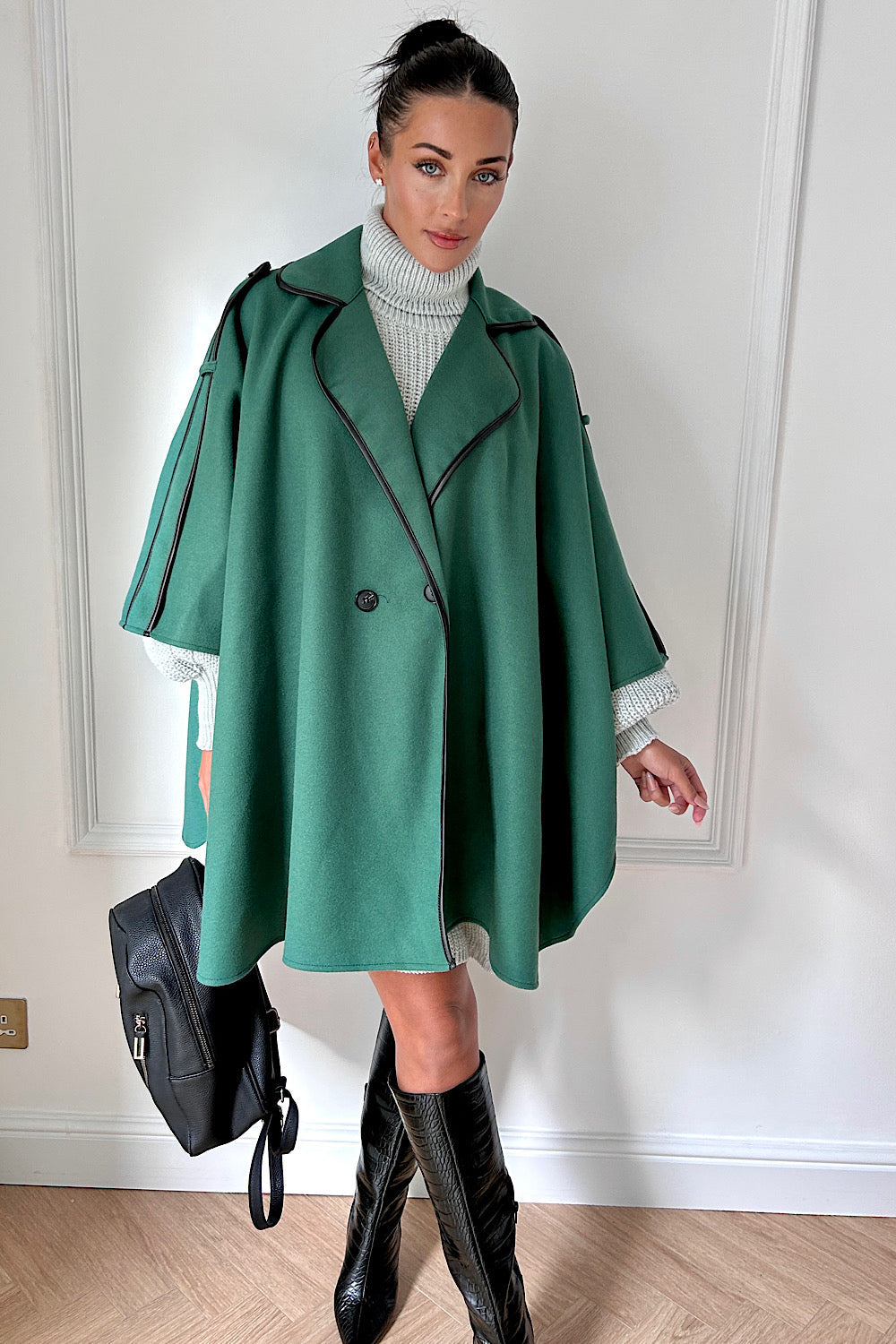 Layla Green Cape Coat – The Fashion Bible