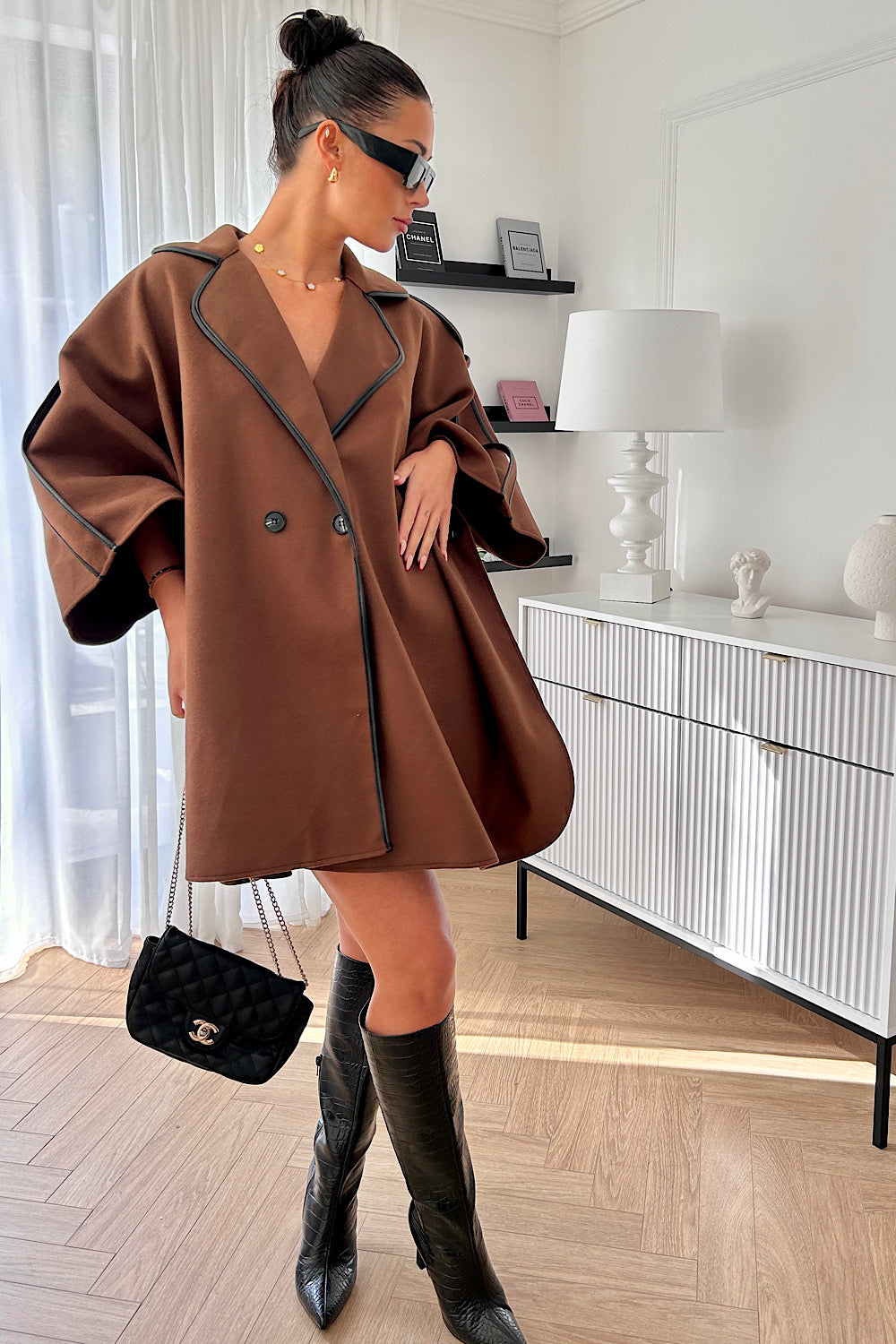 Layla Chocolate Brown Cape Coat – The Fashion Bible