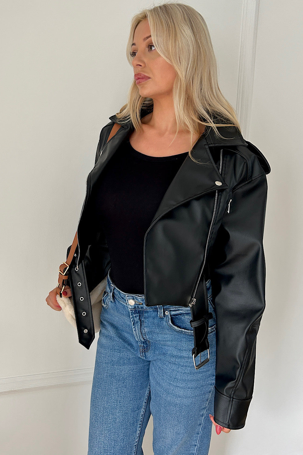 Molly Black Leather Cropped Jacket – The Fashion Bible