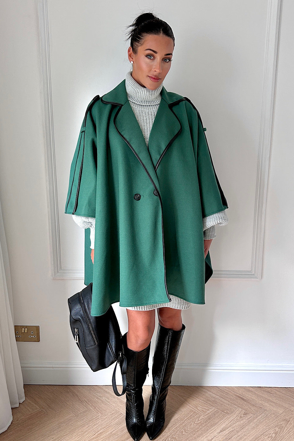 Layla Green Cape Coat – The Fashion Bible
