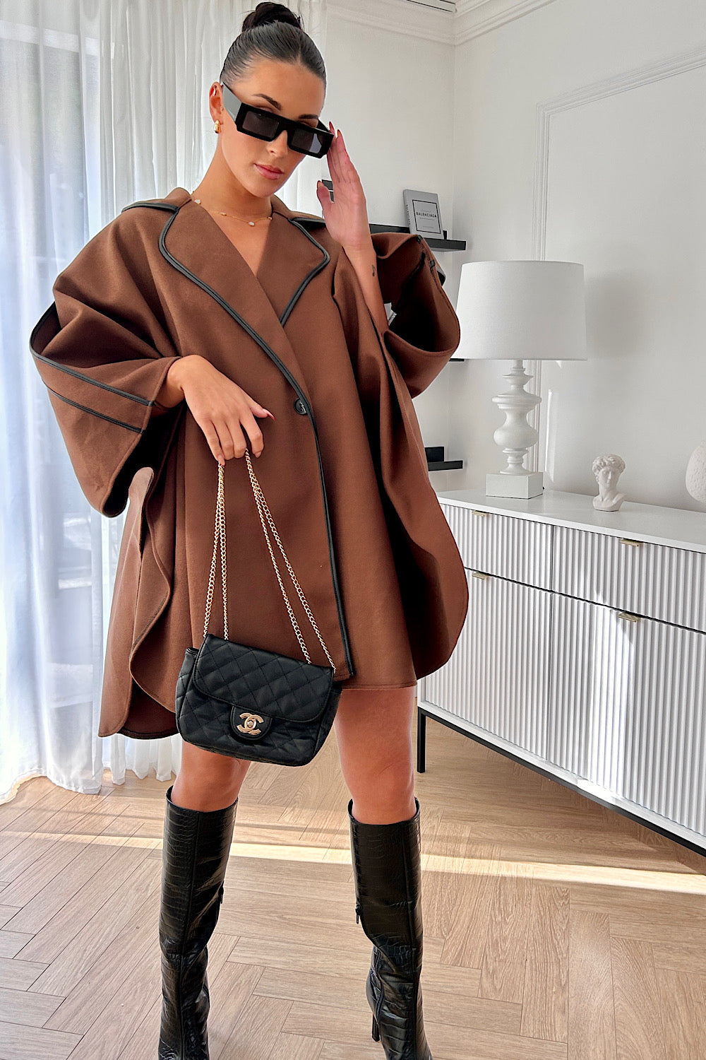 Layla Chocolate Brown Cape Coat – The Fashion Bible