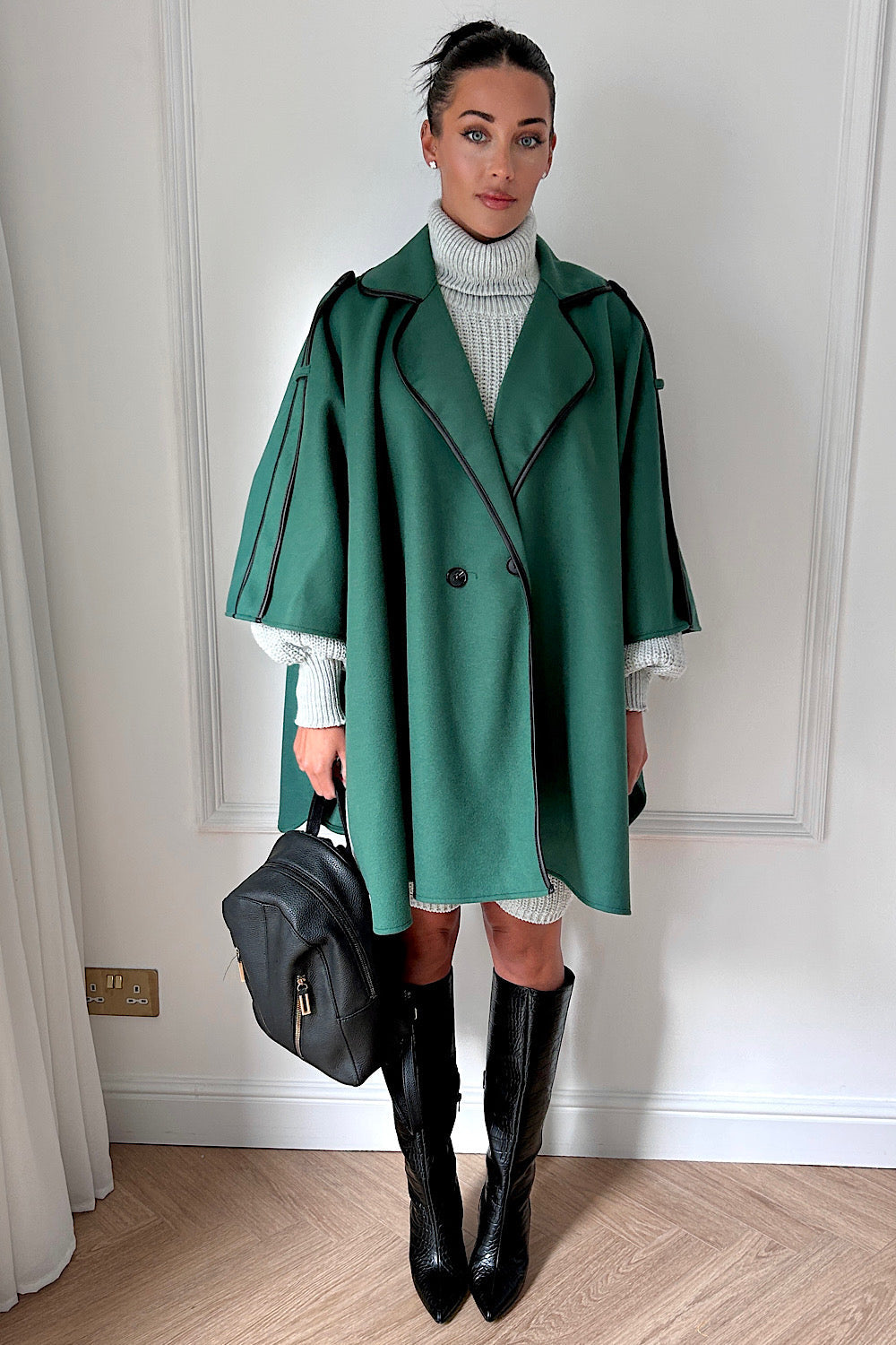 Layla Green Cape Coat – The Fashion Bible