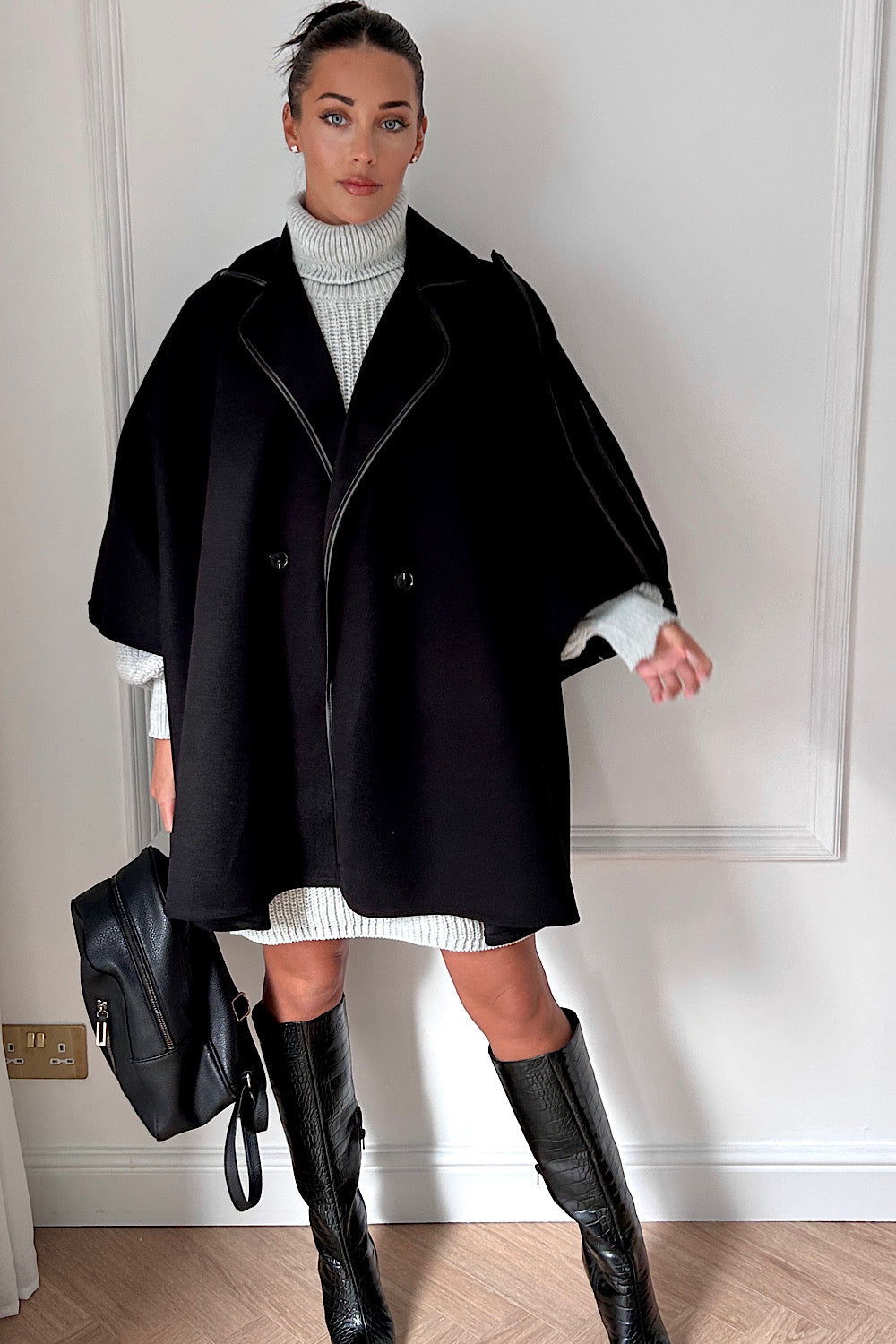 Layla Black Cape Coat – The Fashion Bible